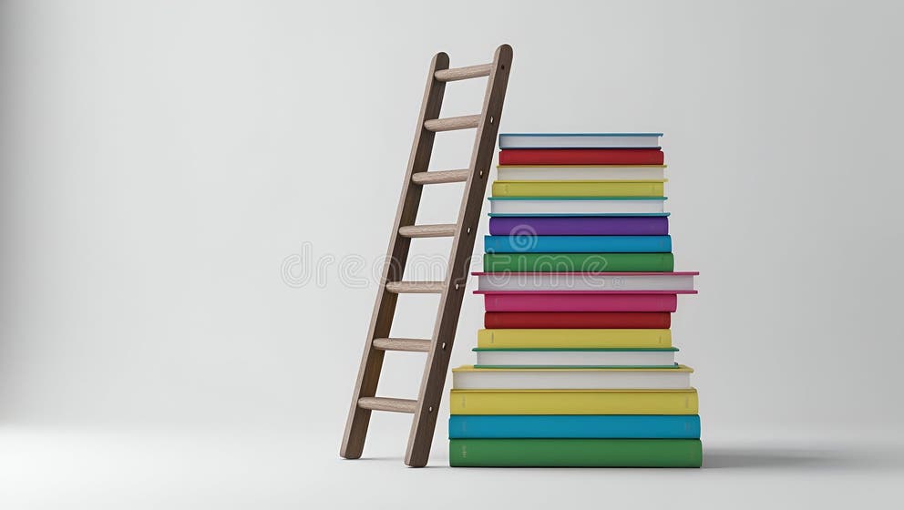 Stack of Books with Ladder Education Learning Concept Stock ...