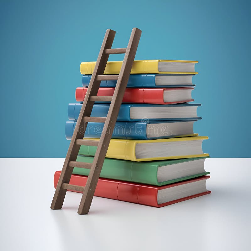 Stack of Books with Ladder Education Learning Concept Stock ...