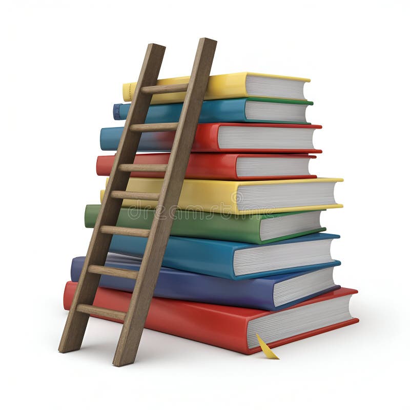 Stack of Books with Ladder Education Learning Concept Stock ...