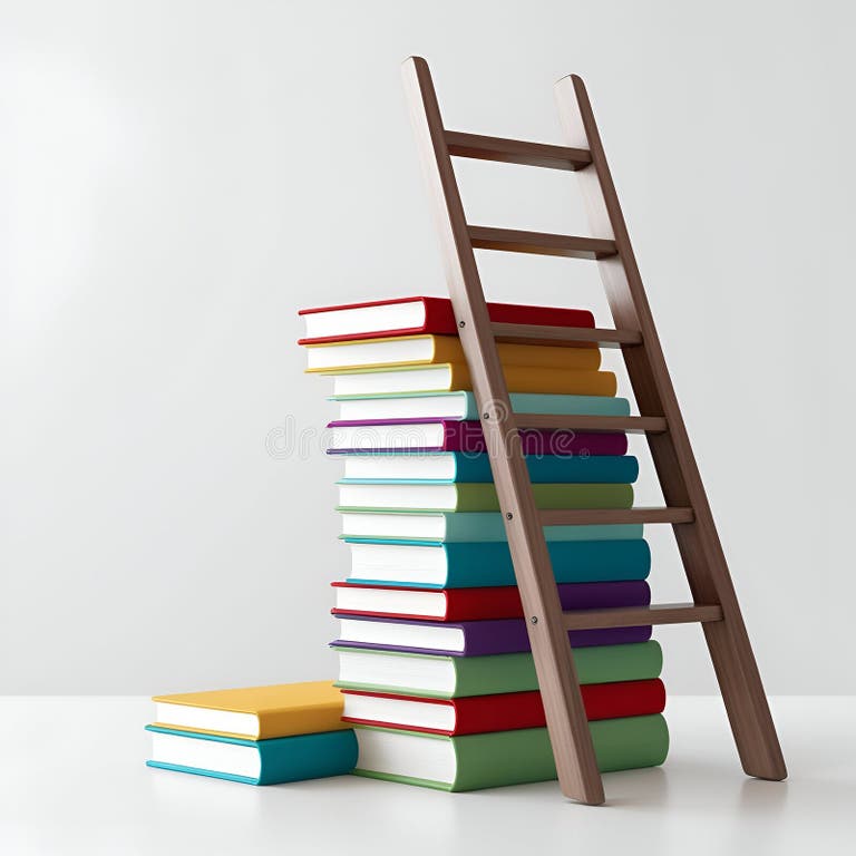 Stack of Books with Ladder Education Learning Concept Stock ...