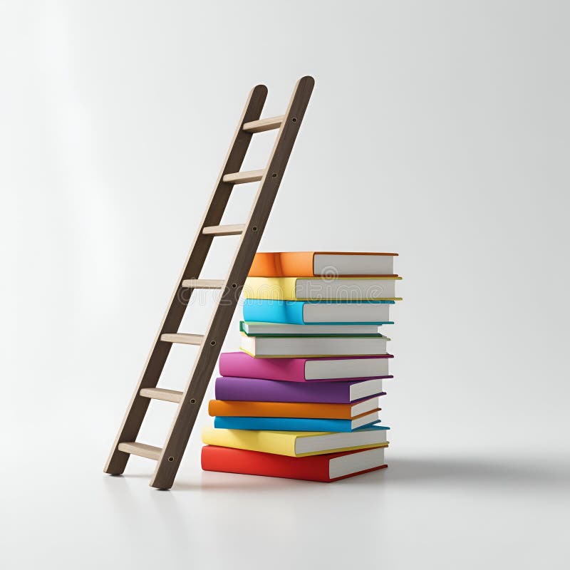 Stack of Books with Ladder Education Learning Concept Stock ...