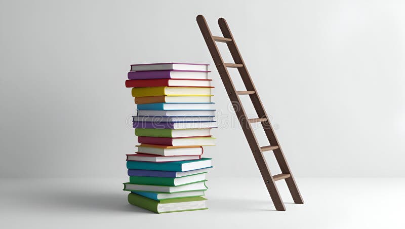 Stack of Books with Ladder Education Learning Concept Stock ...