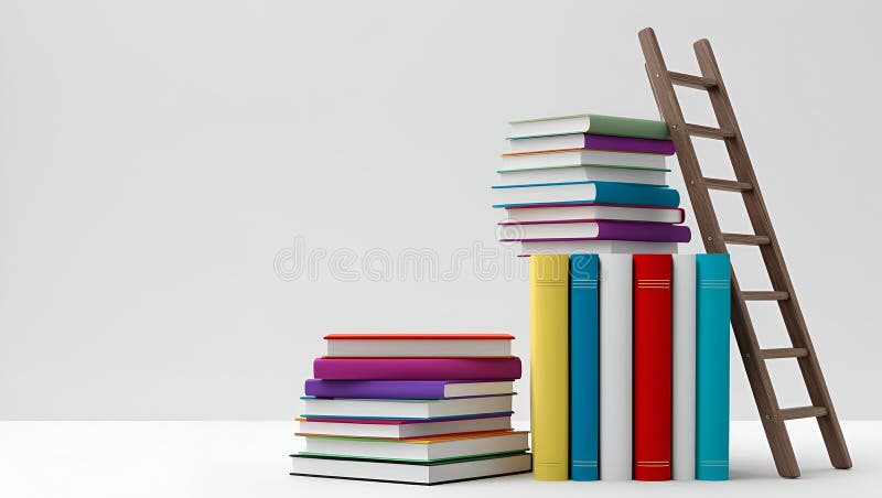 Stack of Books with Ladder Education Learning Concept Stock ...