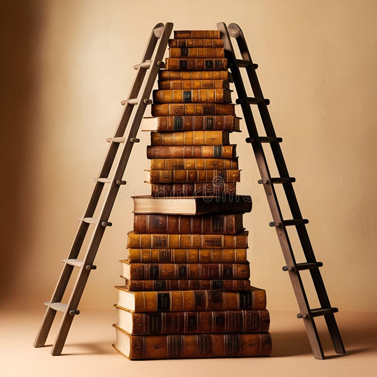 Stack of Books with Ladder Education Learning Concept Stock ...