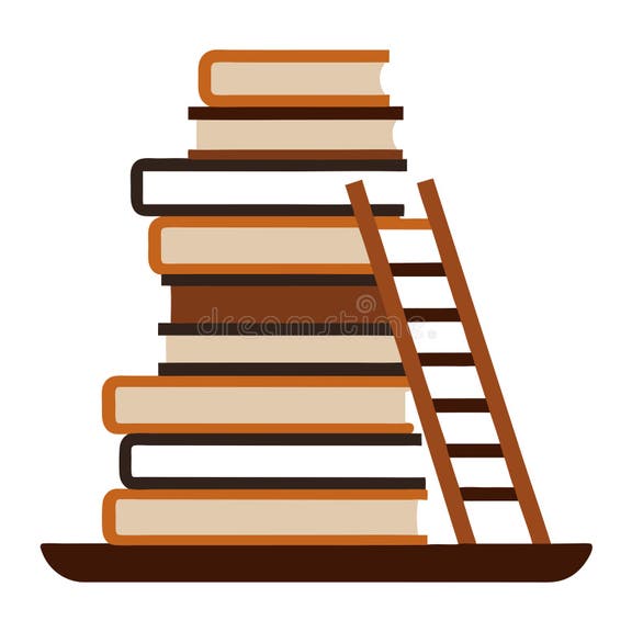 Stack of Books with a Ladder: Reading, Knowledge, and Education Concept ...