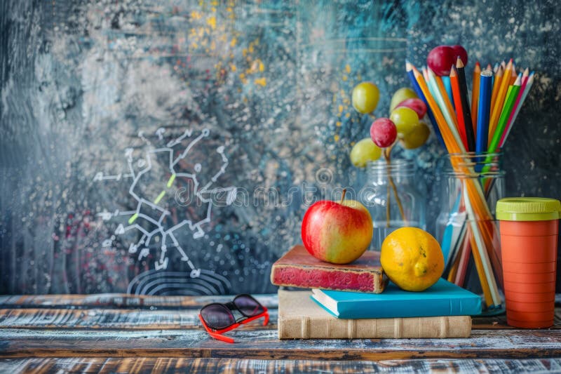 Stack of Books for Learning and Essentials on Table Stock Photo - Image ...