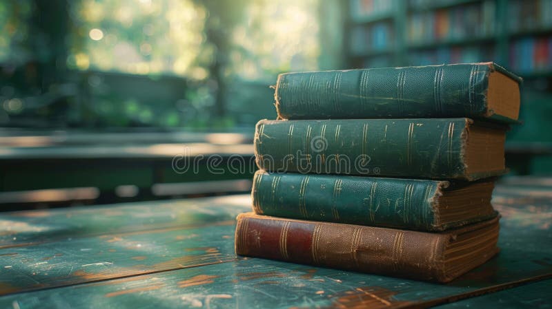 A Stack of Books on a Lectern, Representing a Return To School Theme ...