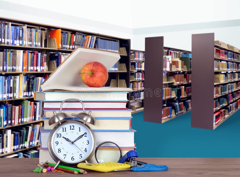 Stack of books in library stock image. Image of school - 53098821