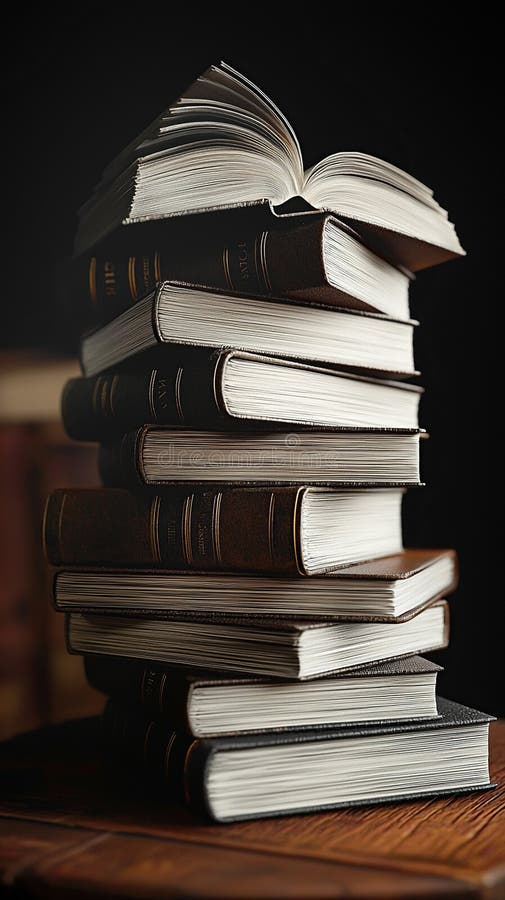 Stack of Books in the Library. Generative Ai Stock Image - Image of ...