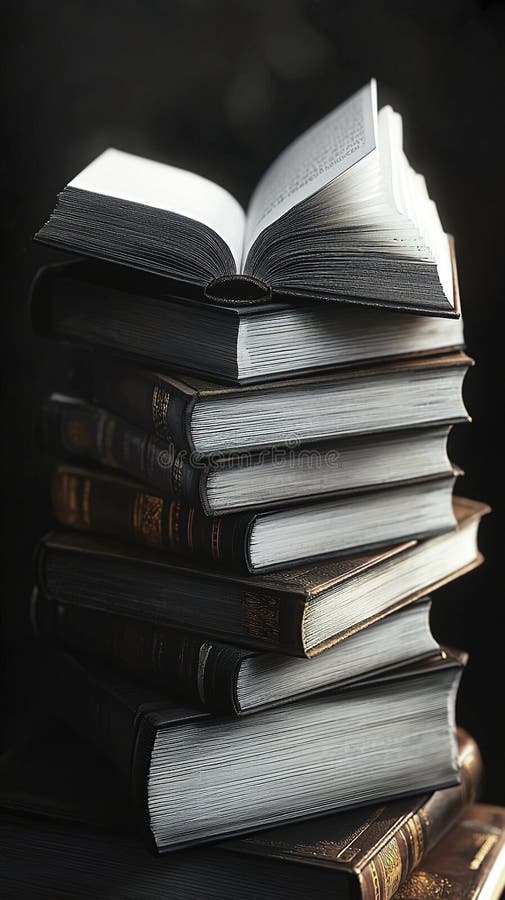 Stack of Books in the Library. Generative Ai Stock Image - Image of ...
