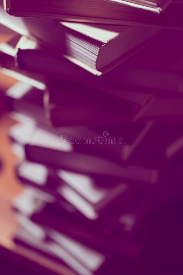 Stack of Books in Library. Scientific, Educational, and Fiction Paper ...