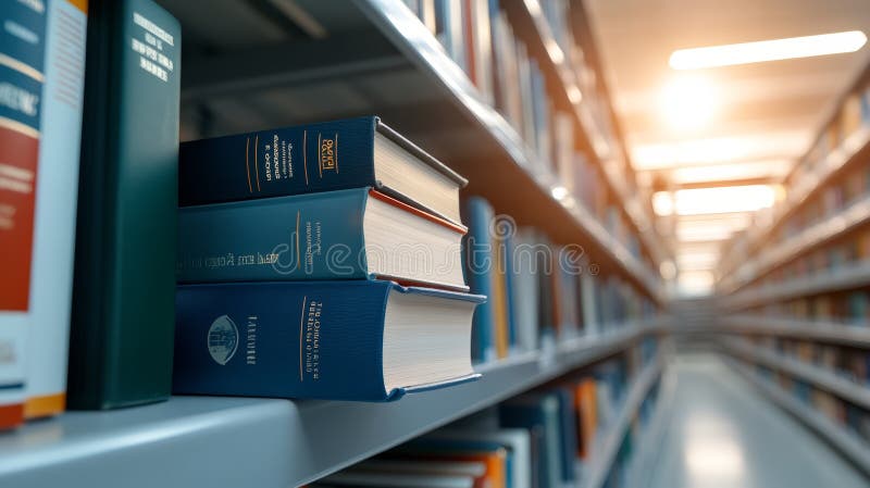 Stack of Books on Library Shelf Stock Illustration - Illustration of ...