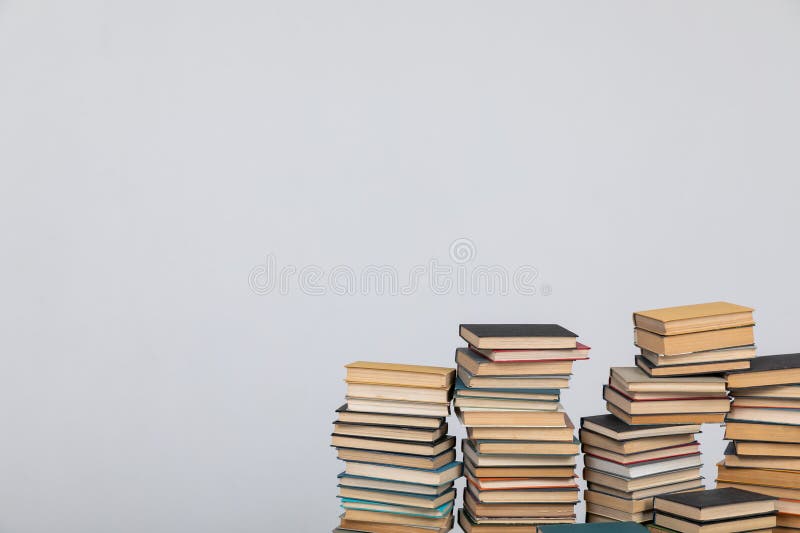 Learning Library Science Stack of Books on a Black Background Stock ...