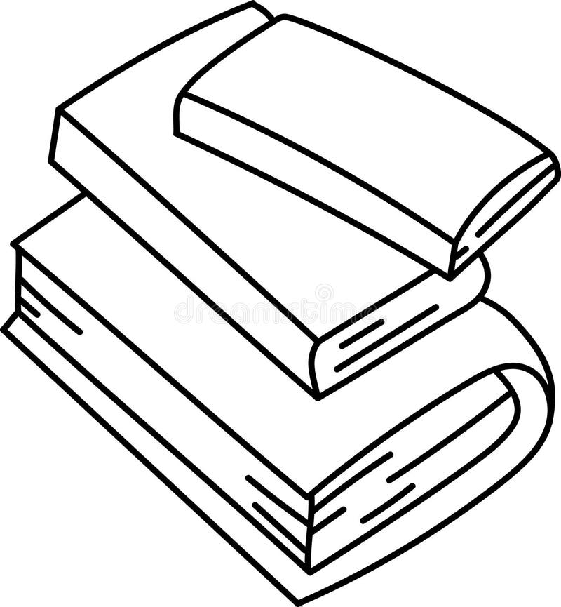 Stack of Books Line Drawing Stock Vector - Illustration of academic ...