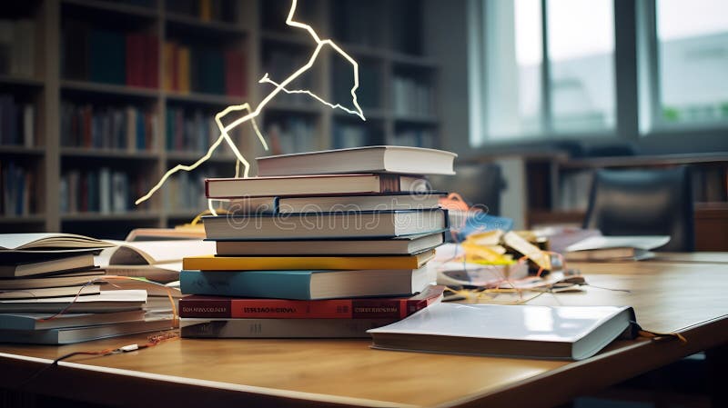 A Stack of Books and Magazines on a Table in a Library Dy Created with ...
