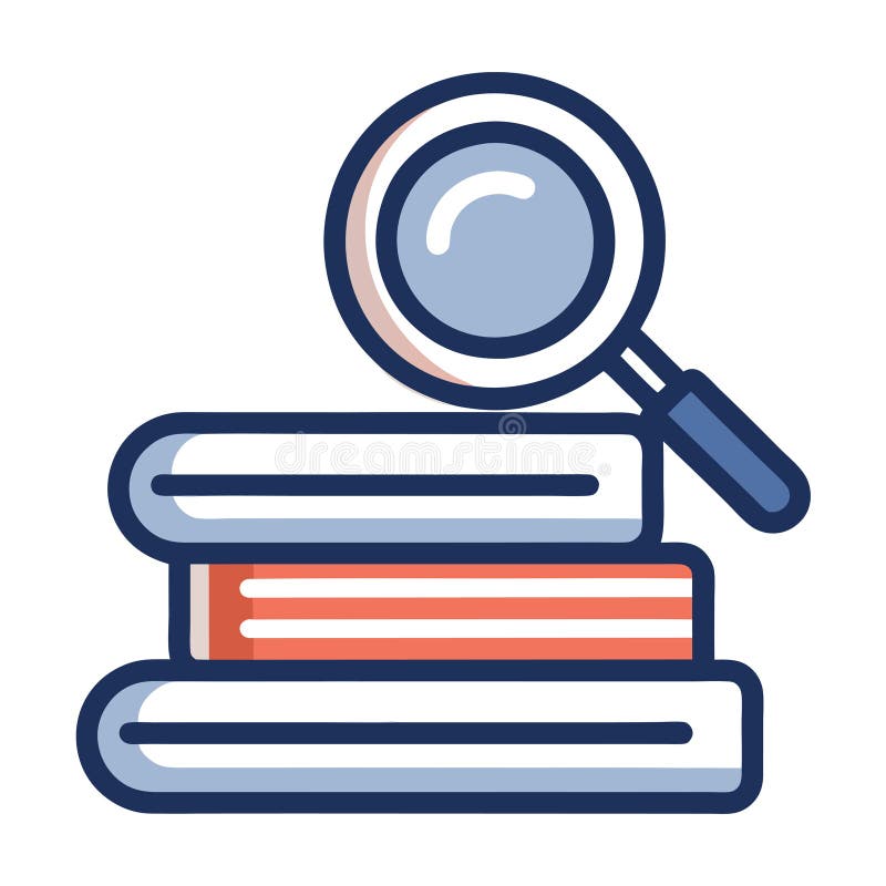 Stack of Books with Magnifying Glass: Knowledge, Research, and ...
