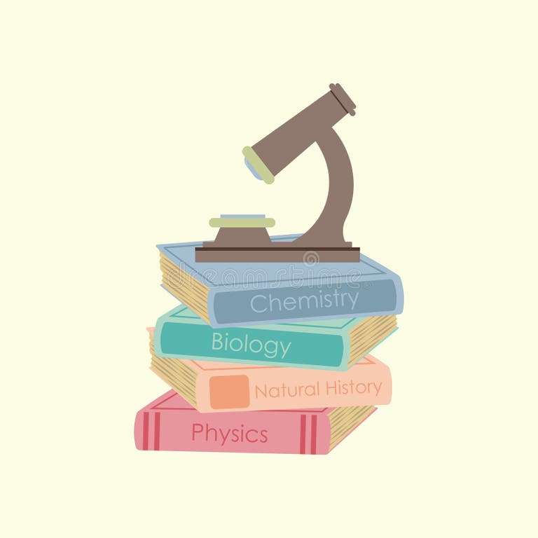A Stack of Books with a Microscope on Top of it. Stock Vector ...