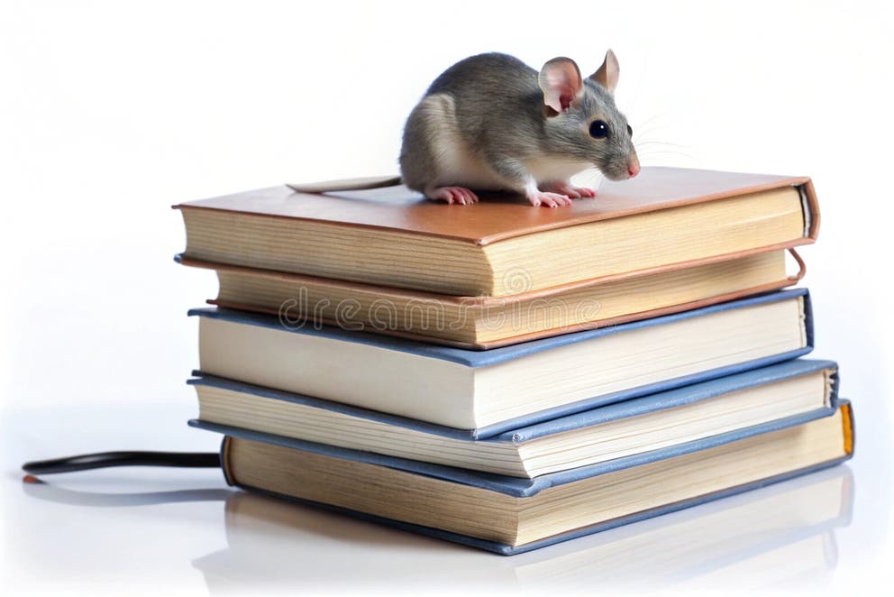 Stack of Books with Mouse for E-learning Concept Stock Illustration ...