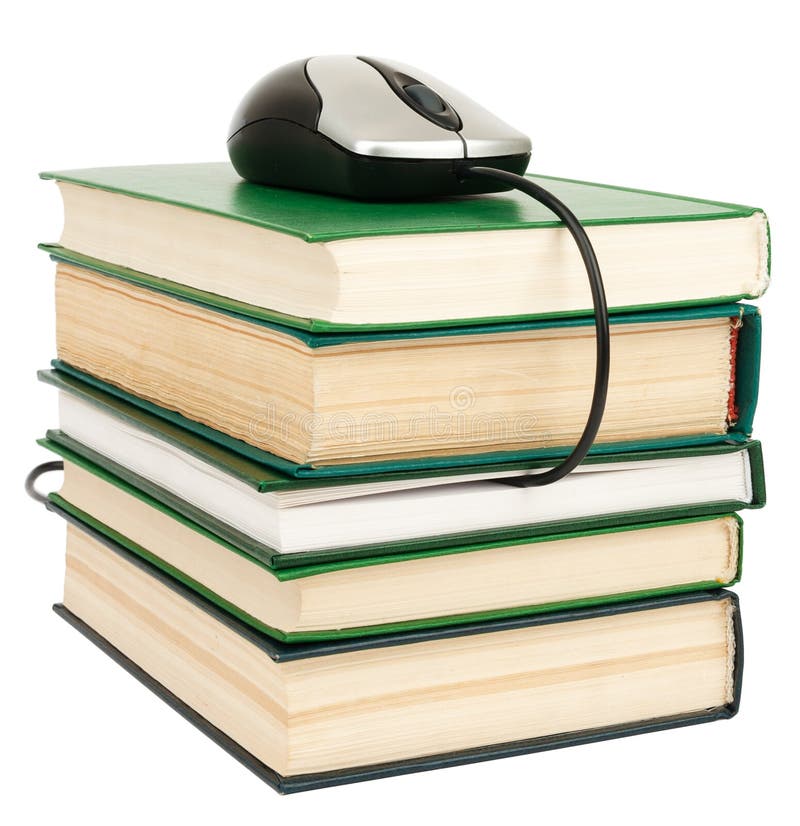 Stack Books and Mouse. Isolated Stock Photo - Image of book, elearning ...