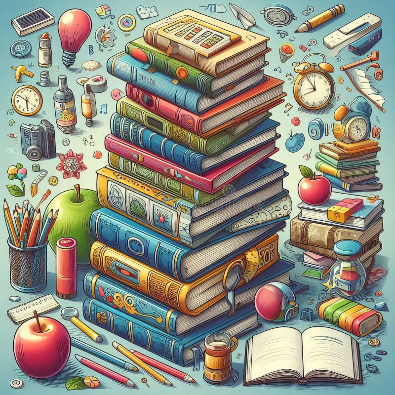 Stack of Books a Neatly Stacked Pile of Educational Books Stock ...