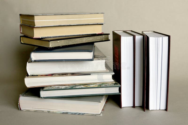 Stack of Books in the Workplace Stock Image - Image of neutral, college ...