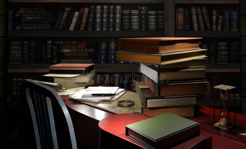 Stack of Books on Office Desk Stock Image - Image of literature, shelf ...