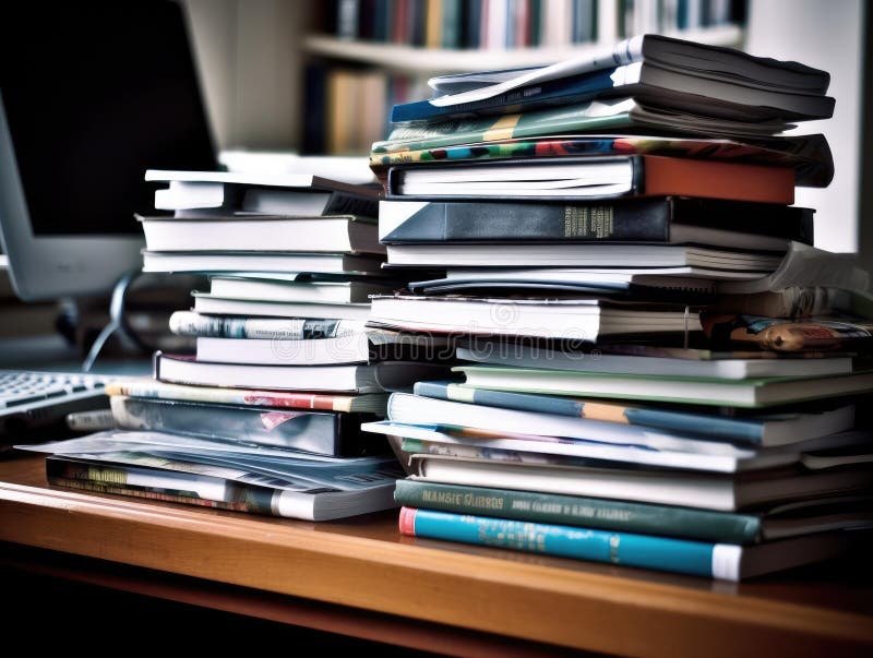 Stack of Books on Office Management Side View Stock Illustration ...