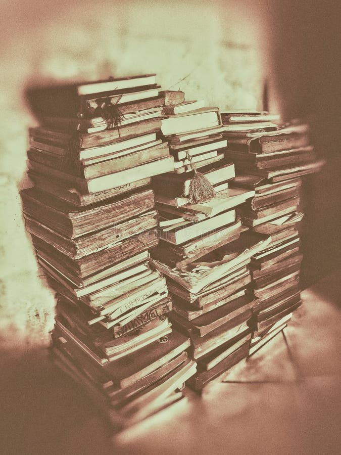 Stack of Books in Old Memory Frames Stock Photo - Image of frames ...