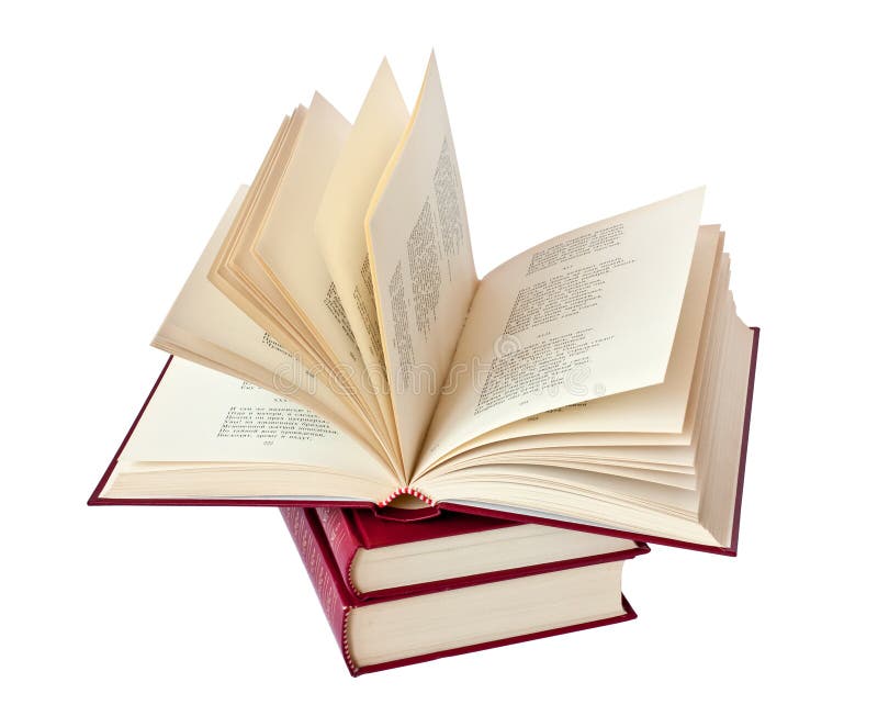 Stack of Books and One Book Open Stock Photo - Image of papers, novels ...