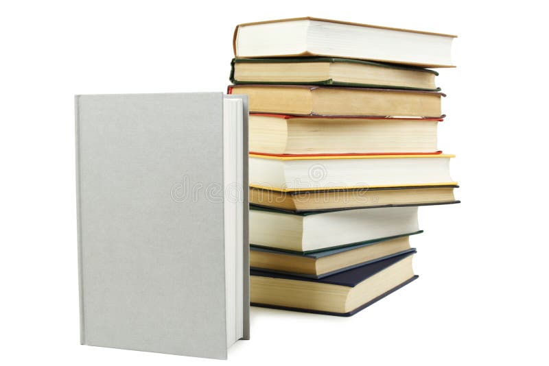 Stack of Books and One Closed Book in Front Stock Image - Image of ...