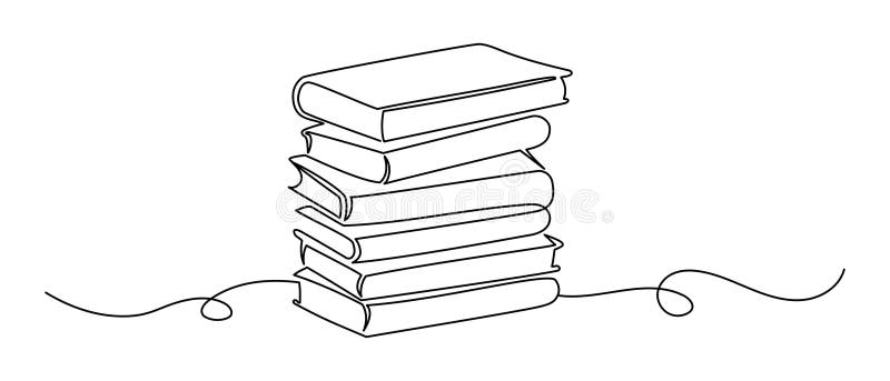 Stack Books in One Continuous Line Drawing. Education in School and ...
