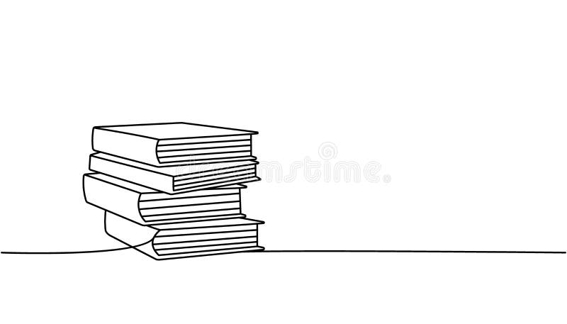 Stack of Books One Line Continuous Drawing. Bookstore, Library ...