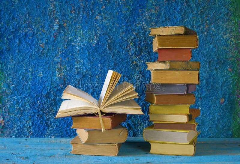 Stack of Books, One Opened, Stock Photo - Image of novel, literature ...
