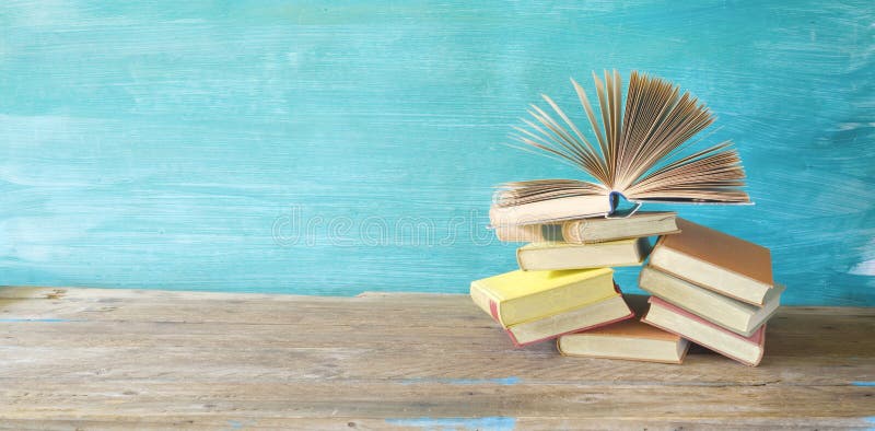 Stack of Books, Open Book, Reading, Learning, Education Concept Stock ...