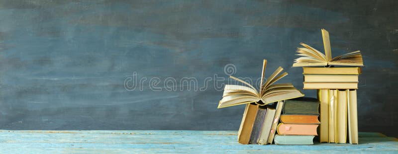 Stack of Books and Open Books. Reading,literature,education,library ...