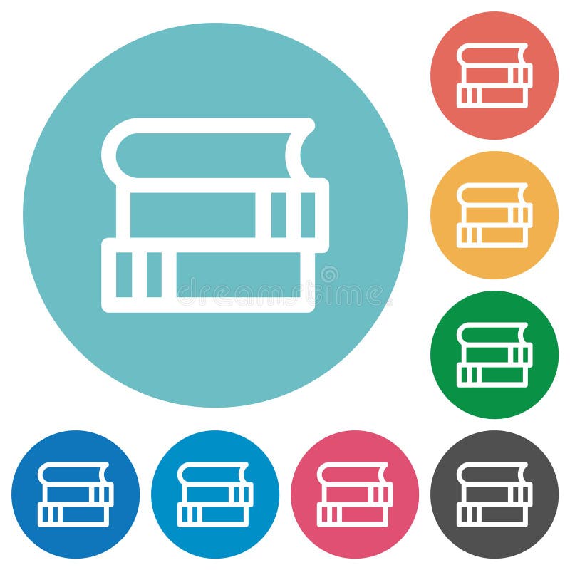 Stack of Books Outline Flat Round Icons Stock Vector - Illustration of ...