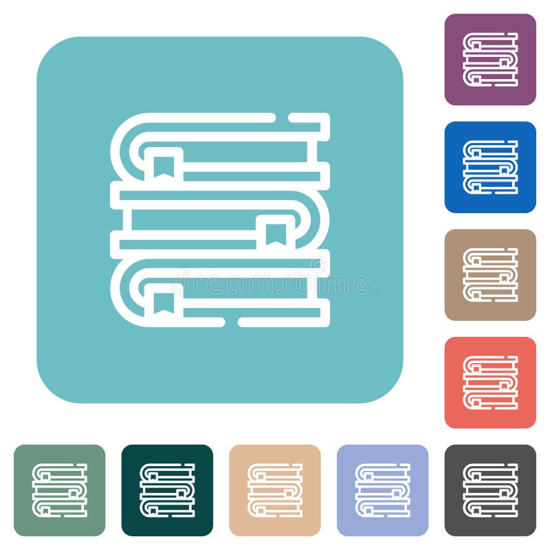 Stack of Books Outline Rounded Square Flat Icons Stock Vector ... Stack of Books Outline Rounded Square Flat Icons Stock Vector ...