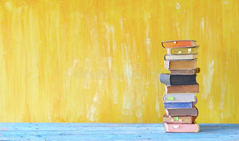 Stack of Books, Panorama Format with Large Copy Space. Reading ...