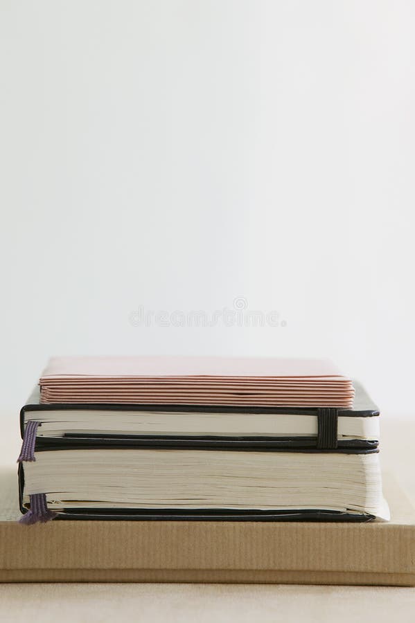 Stack of Books and Paper Stationery Studio Shot Stock Photo - Image of ...