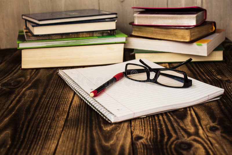 Stack Books Pecil Notebook Glasses Study Stock Photos - Free & Royalty ...