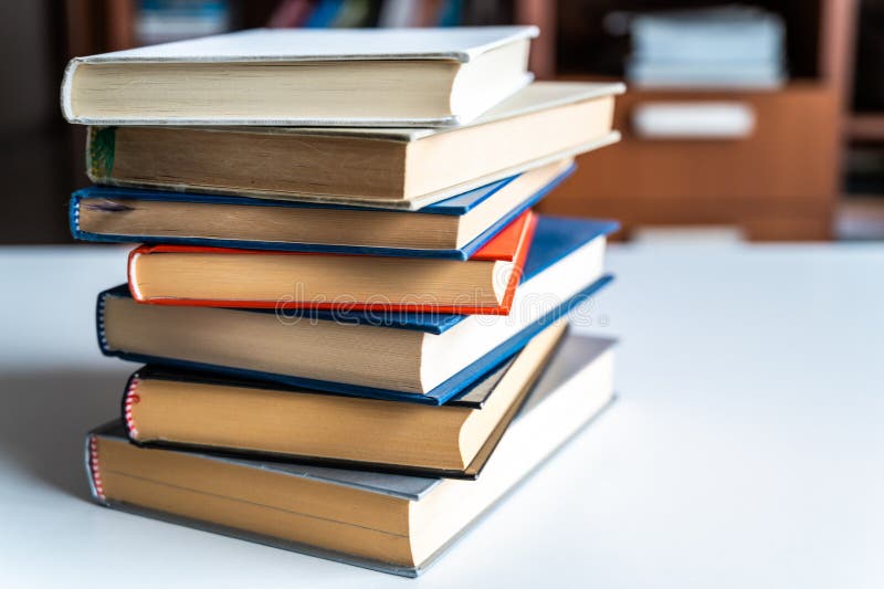 Books Stacked on Top of Each Other. Stock Photo - Image of bookshop ...