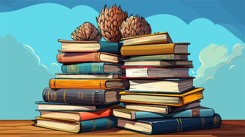 Stack of Books on a Uniform Background Vector, Generative AI Stock ...