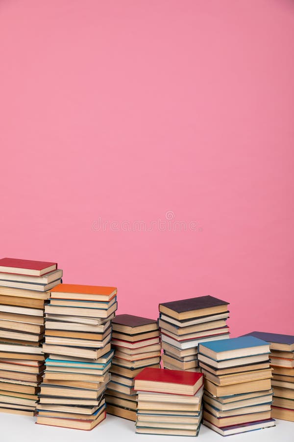 Learning Library Science Stack of Books on a Black Background Stock ...