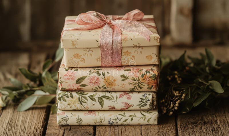 A Stack of Books with a Pink Ribbon on Top Stock Illustration ...
