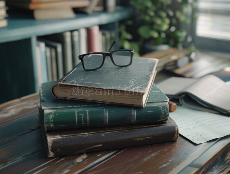 A Stack of Books Placed on a Wooden Table, Perfect for Education and ...