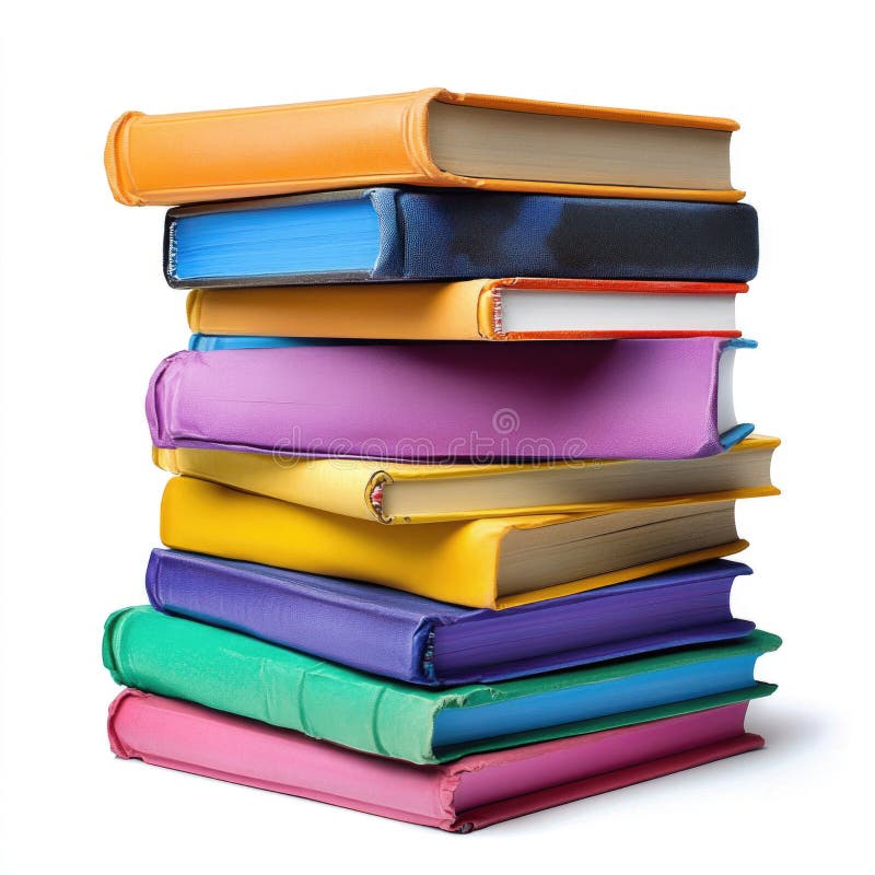 A Stack of Books with Plain, Colorful Covers Isolated on White Stock ...