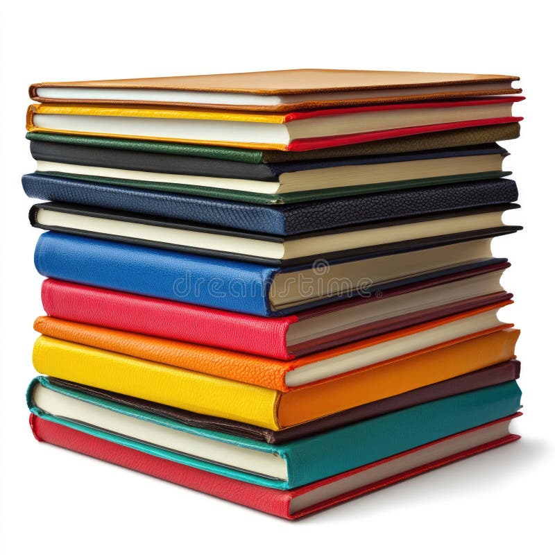 A Stack of Books with Plain, Colorful Covers Isolated on White Stock ...