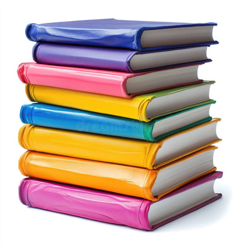 A Stack of Books with Plain, Colorful Covers Isolated on White Stock ...
