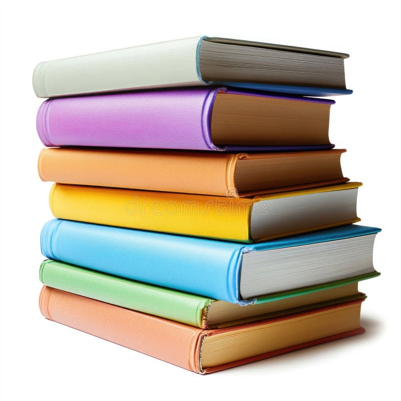 A Stack of Books with Plain, Colorful Covers Isolated on White Stock ...