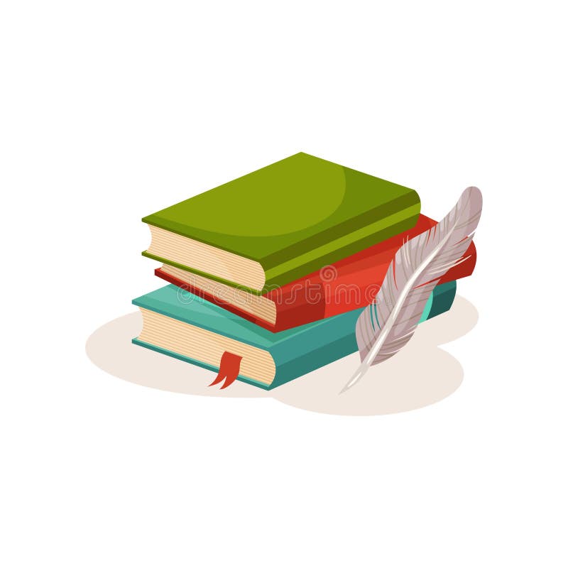 Stack of Books and Quill Pen, Science and Knowledge Concept, Symbols of ...